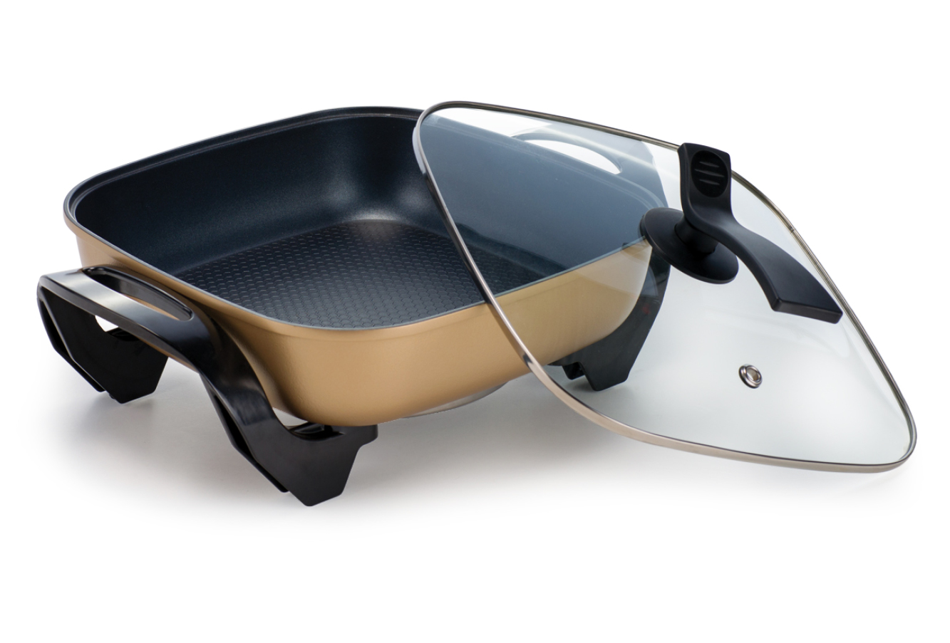 30CM, 1500 Watt, Electric Frying Pan (Gold) | Capri